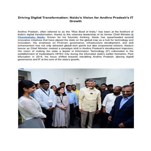 Driving Digital Transformation: Naidu’s Vision for Andhra Pradesh's IT Growth | PDF