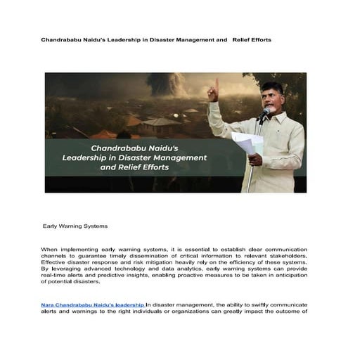 Chandrababu Naidu's Leadership in Disaster Management and Relief ...