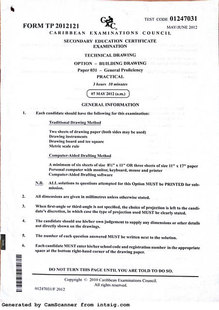 Csec technical drawing | PDF