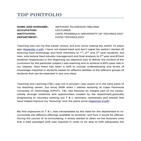 Tdp portfolio | PDF