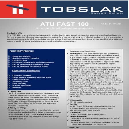 Tobslak atu fast 100 | PDF