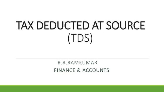 Ppt on tds | PPTX