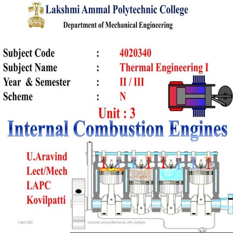 Thermal Engineering-I Unit 3 PPT -Internal Combustion Engines PPT N ...
