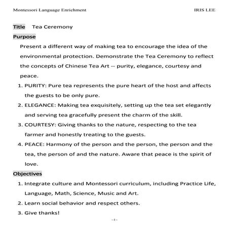 01 Tea Ceremony_Lesson Plan | PDF