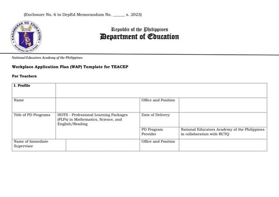 Sample MATATAG WAP For Master Teachers.docx