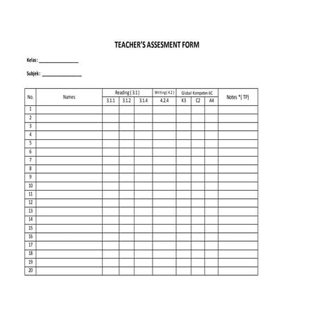 Teacher assessment form | PPT