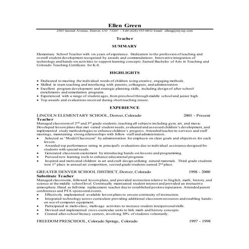 Teacher (best) CV template | DOCX