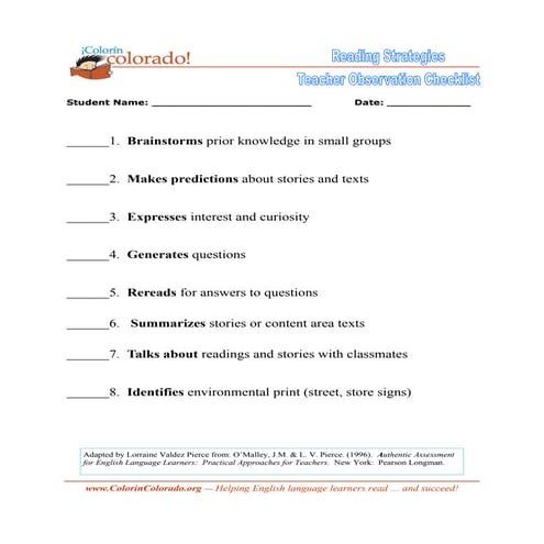 Teacher checklist | PDF