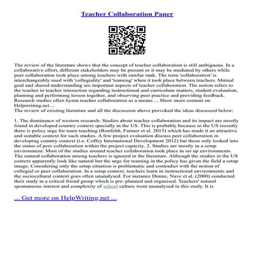 Teacher Collaboration Paper | PDF