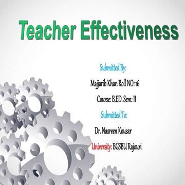 Teacher effectiveness ( Post active phase of teaching & its ...