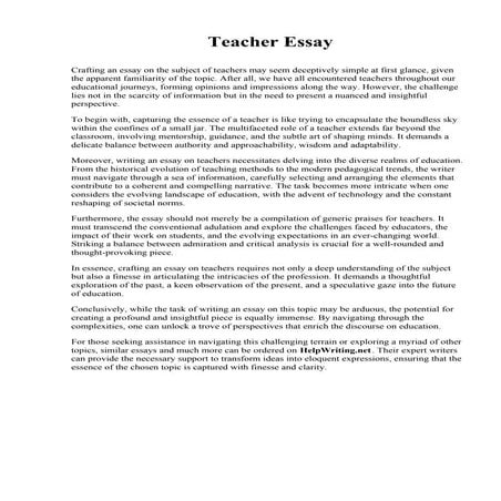 Essay Writing My Teacher | PDF