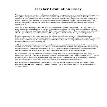 Teacher Evaluation Essay | PDF