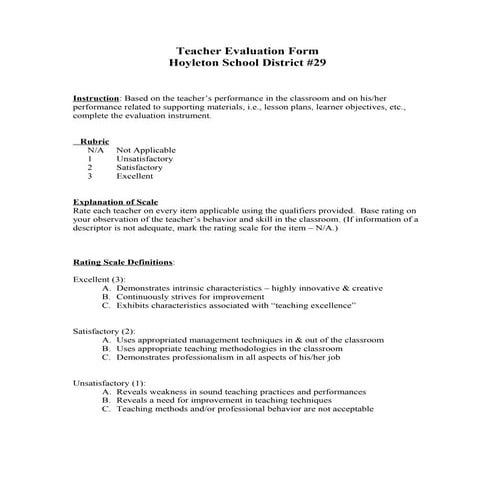 Teaching demonstration evaluation form | DOCX