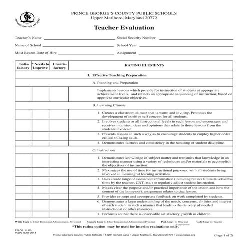 Teacher evaluation form for students template | PDF
