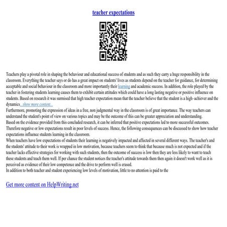 Teacher Expectations | PDF