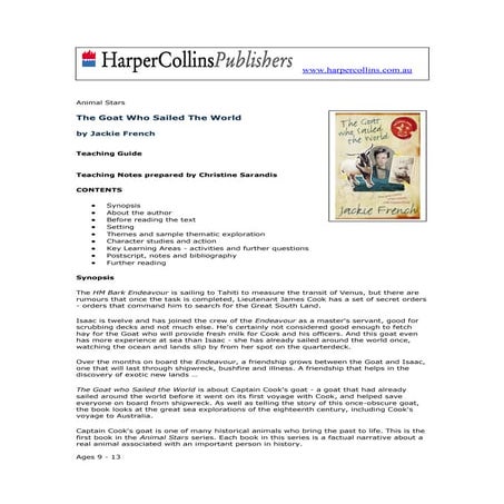Teacher guide - The Goat who sailed the World | PDF