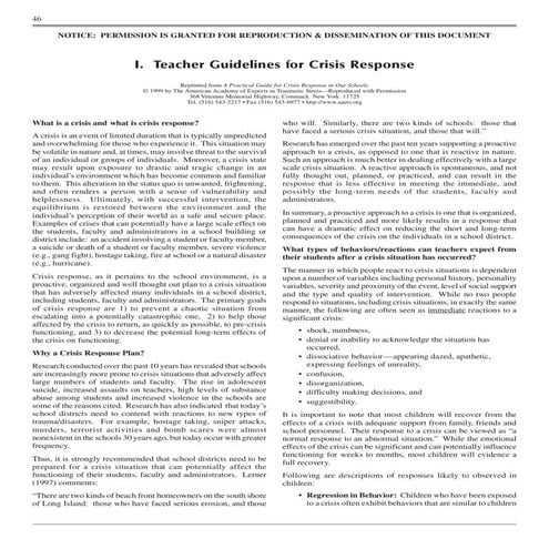 Teacher guidelines for crisis response | PDF