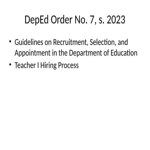 Comprehensive Guide to DepEd Order No. 7, s. 2023: Teacher I ...