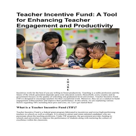 Teacher Incentive Fund A Tool for Enhancing Teacher Engagement and ...