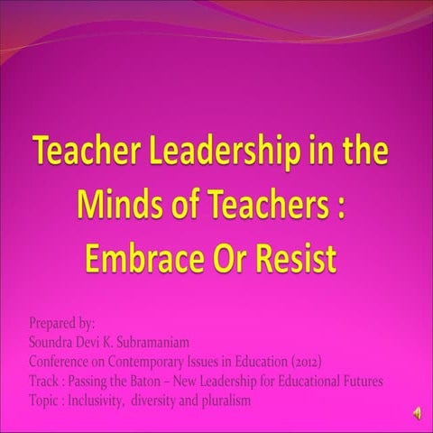 Teacher leadership in the minds of teachers | PPT