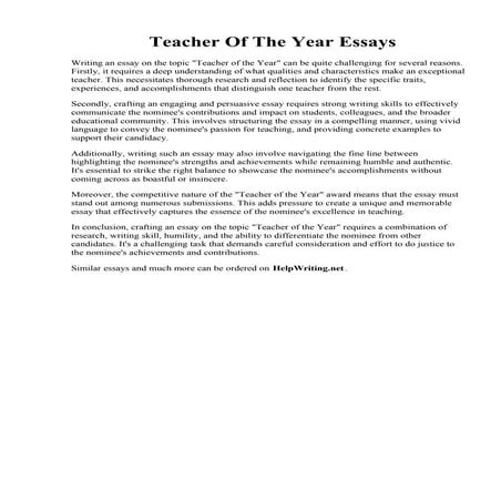 Teacher Of The Year Essays | PDF