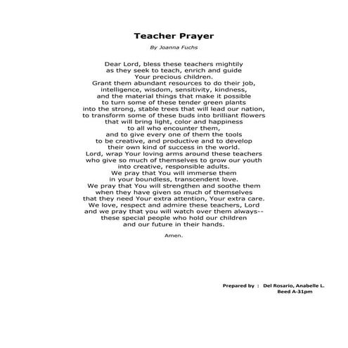 Teacher prayer | DOCX