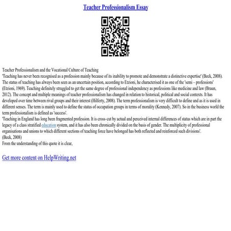 Teacher Professionalism Essay | PDF