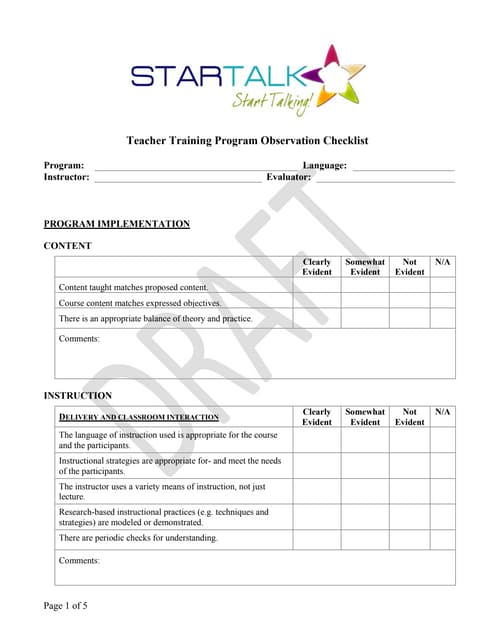 Peer Observation Form | PDF | Educational Assessment | Education