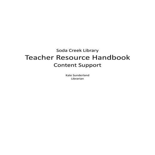 Teacher Resource Handbook | PDF