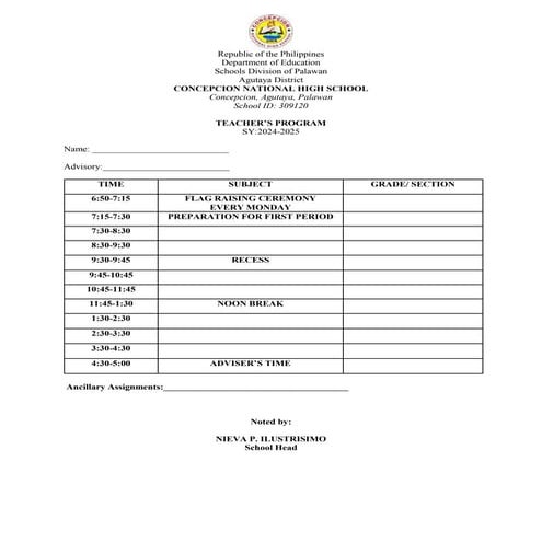 Sample Teachers programs that gives you an idea . | PDF