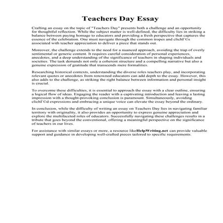 Teachers Day Essay | PDF