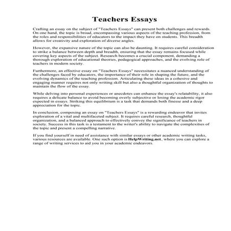 Teachers Essays | PDF