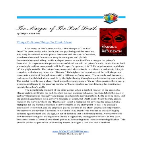 Teachers Guide: The Masque of the Red Death | PDF