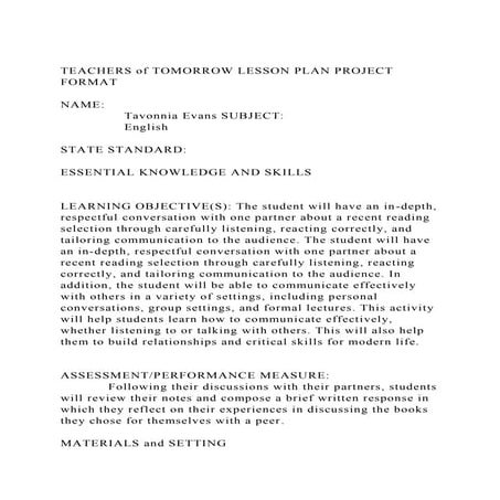 TEACHERS of TOMORROW LESSON PLAN PROJECT FORMAT NAME .docx