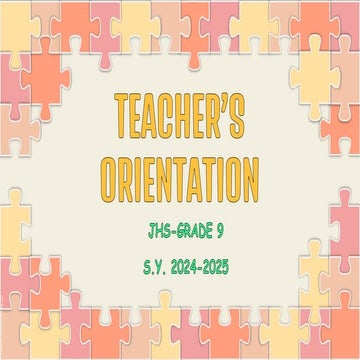 SAMPLE - TEACHERS - ORIENTATION FORMAT FOR THE CLASS OPENING | PPTX