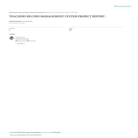 TEACHERS RECORD MANAGEMENT SYSTEM PROJECT REPORT. | PDF