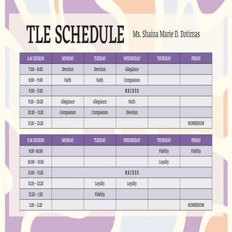 Sample - Schedule for Class and Teachers | PPT