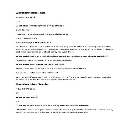 Teacher & student questionnaire | DOCX