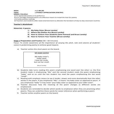 Teacher's worksheet | DOC