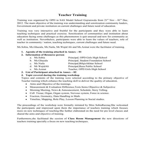 Teacher training | DOCX | Education industry | Industries
