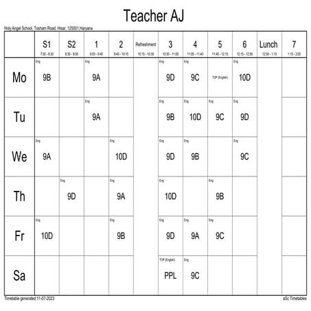 teacher tt w.e.f. 17 July.pdf sample of time table | PPT