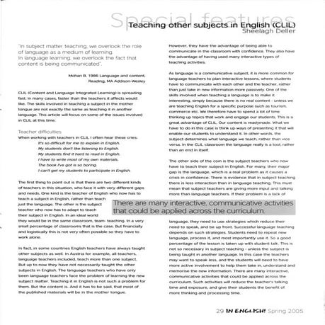 Teaching Other Subjects In English | PDF