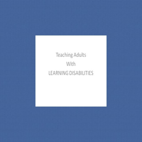 Teaching adults with learning disabilities color | PPTX | Special ...