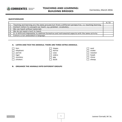 Teaching and learning building bridges handout | PDF