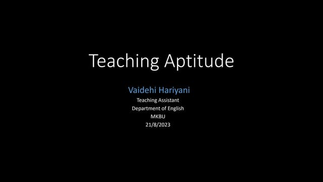 PPT on Teaching aptitude | PPTX | Educational Assessment | Education