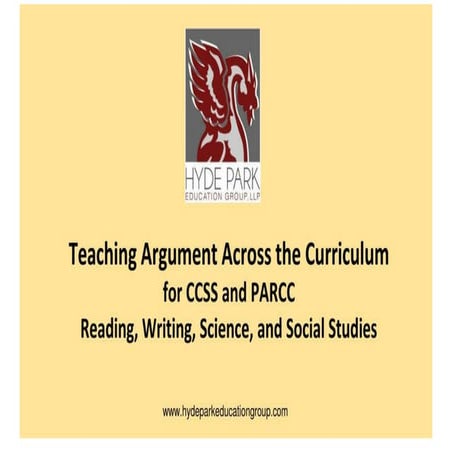 Teaching Argument Across The Curriculum For CCSS And PARCC | PPT