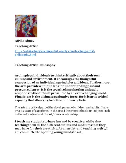 Art Educational Philosophy | PDF
