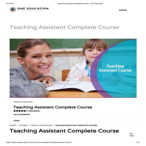 Teaching Assistant Complete Course - One Education | PDF | Brain and Nervous System Disorders ...