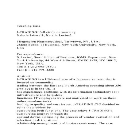 Teaching CaseJ-TRADING full circle outsourcingValerie J.docx
