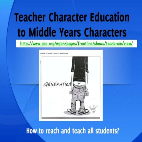 Teacher Character Education to Middle School Characters | PPT